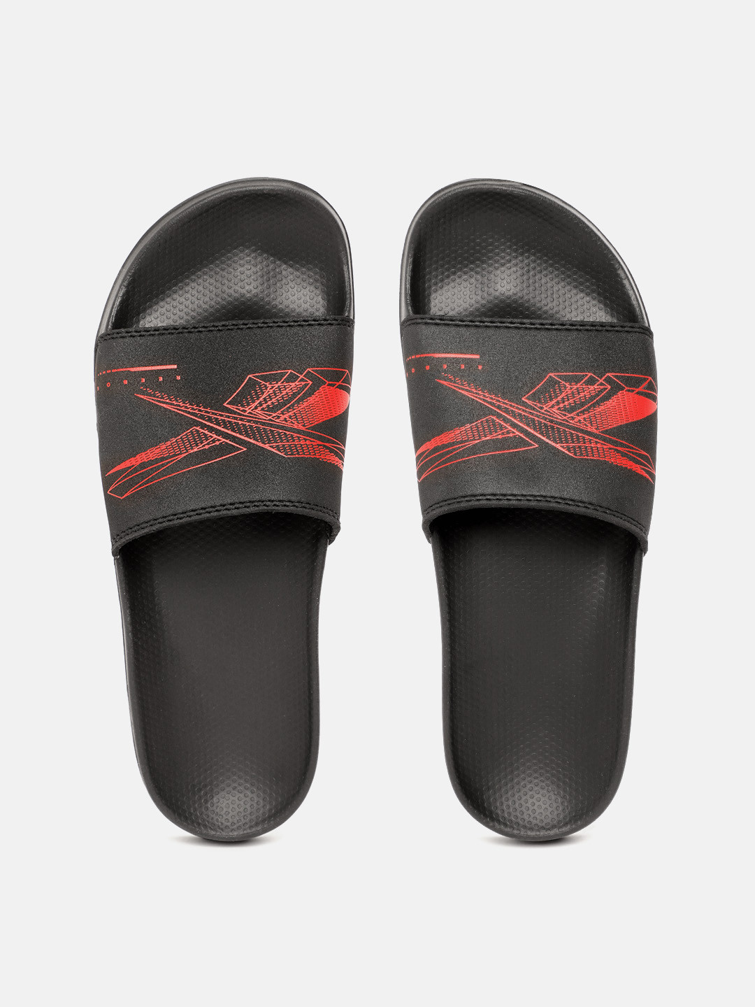 Buy Reebok Men Black & Red Vector Brand Logo Print Sliders - Flip Flops ...