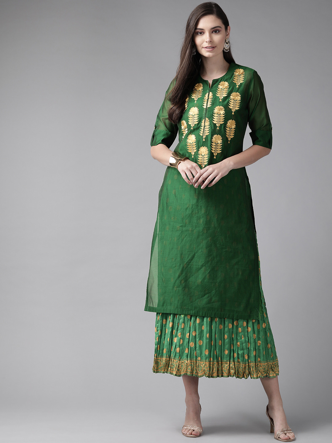 Buy Juniper Women Green Printed Maxi Dress - Ethnic Dresses for Women ...