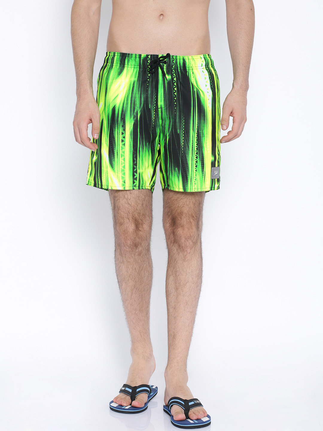 Buy Speedo Green & Black Printed Swim Shorts 809677A666 - Swimwear for ...