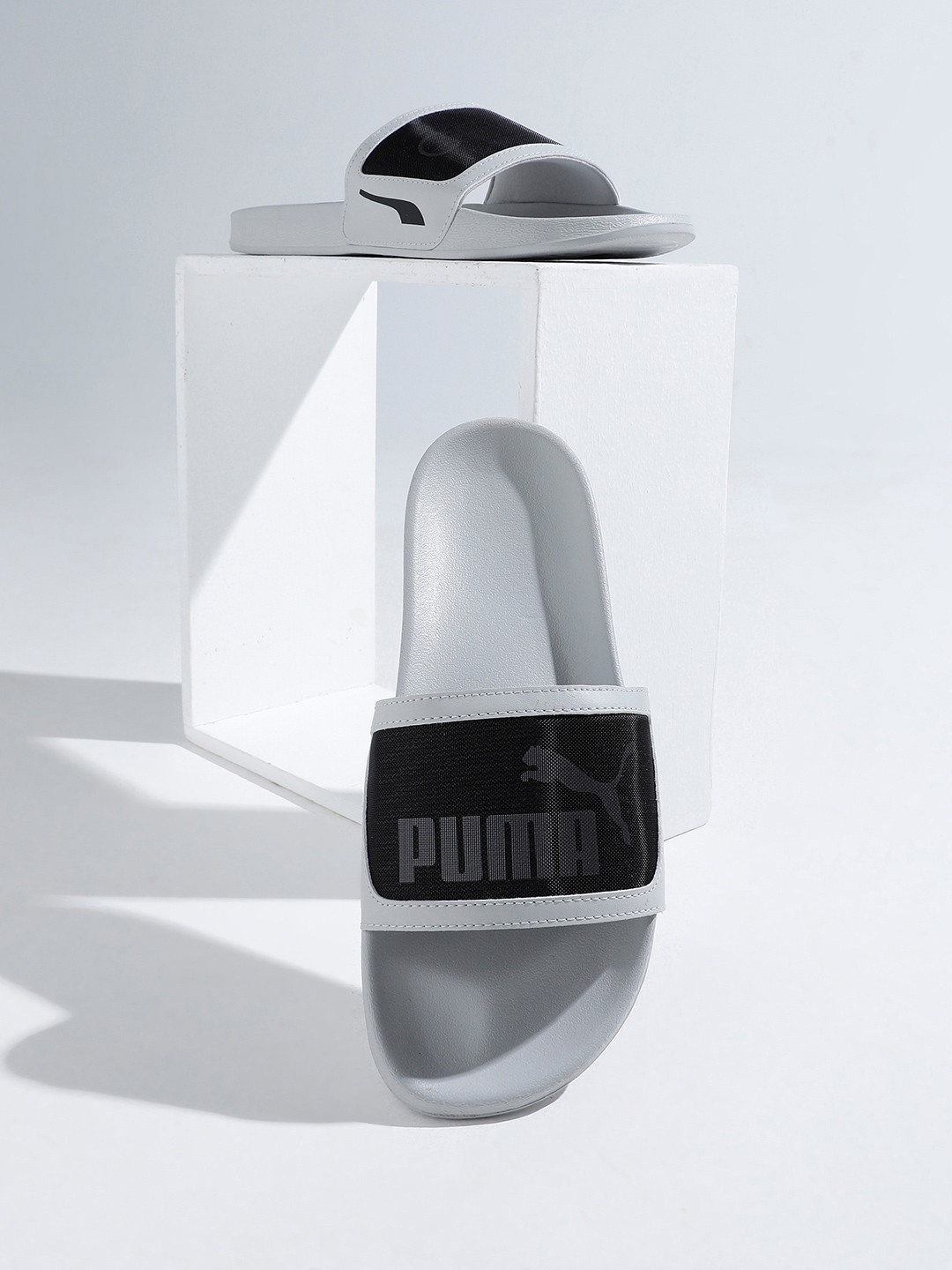 Buy Puma Unisex Grey & Black Printed Leadcat FTR Sliders - Flip Flops ...