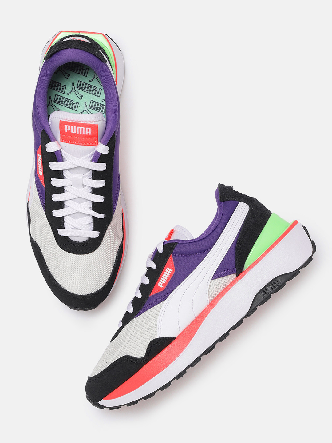 Buy Puma Women Grey & Purple Colourblocked Cruise Rider Sneakers ...