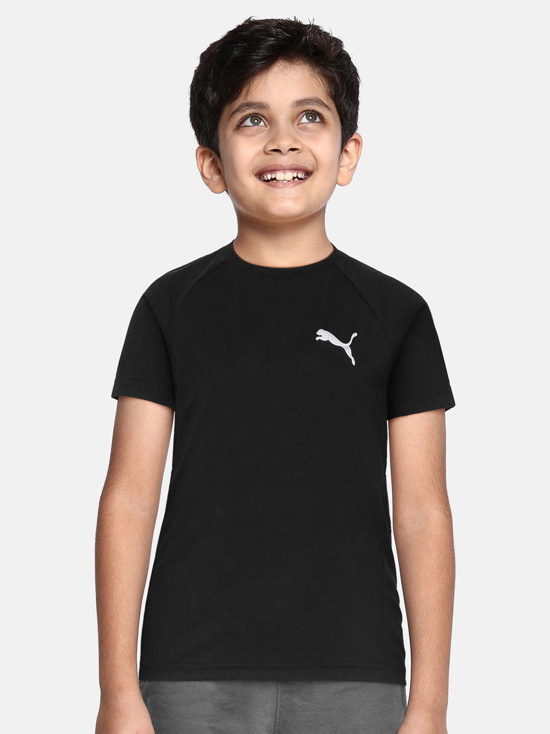 Buy Puma Boys Black Solid Evostripe T Shirt With DryCELL Technology ...