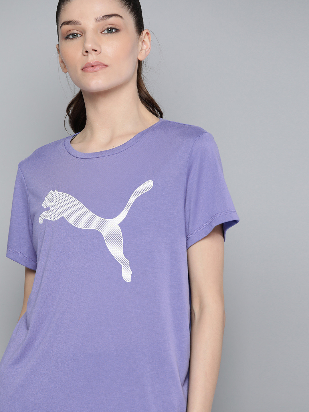 Buy Puma Women Blue & White Brand Logo Print Evostripe T Shirt ...