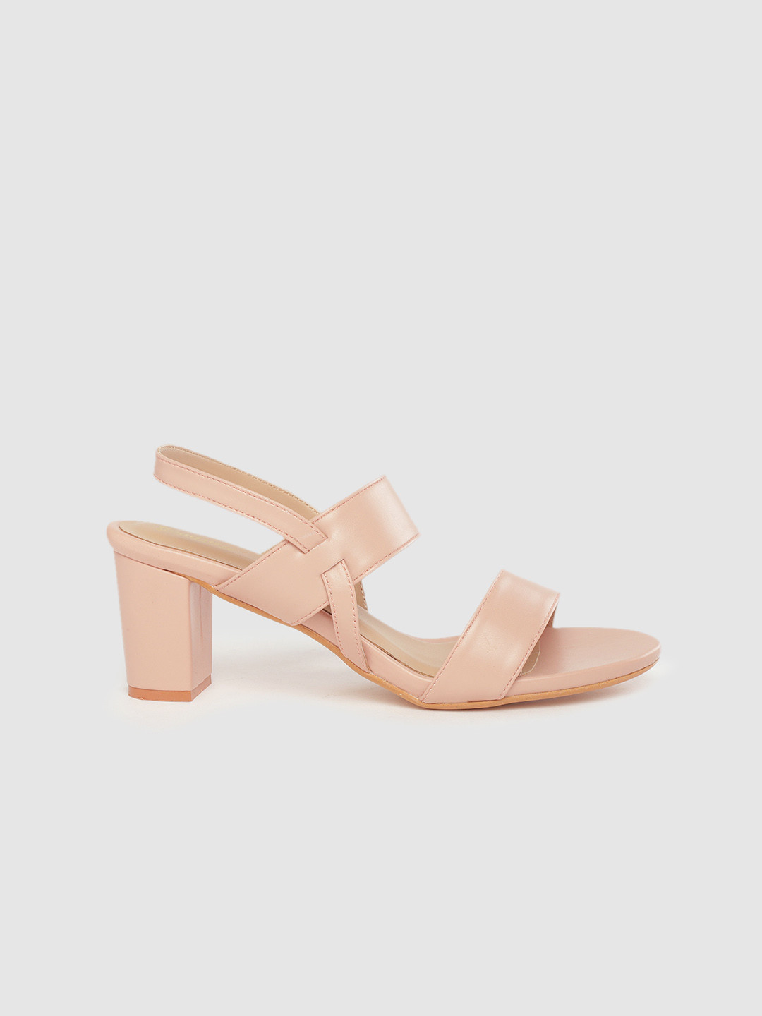 Buy The Roadster Lifestyle Co Women Peach Coloured Solid Block Heels ...