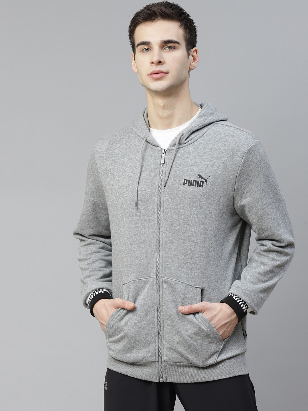 Buy Puma Men Grey Melange AMPLIFIED FZ Sporty Jacket - Jackets for Men ...
