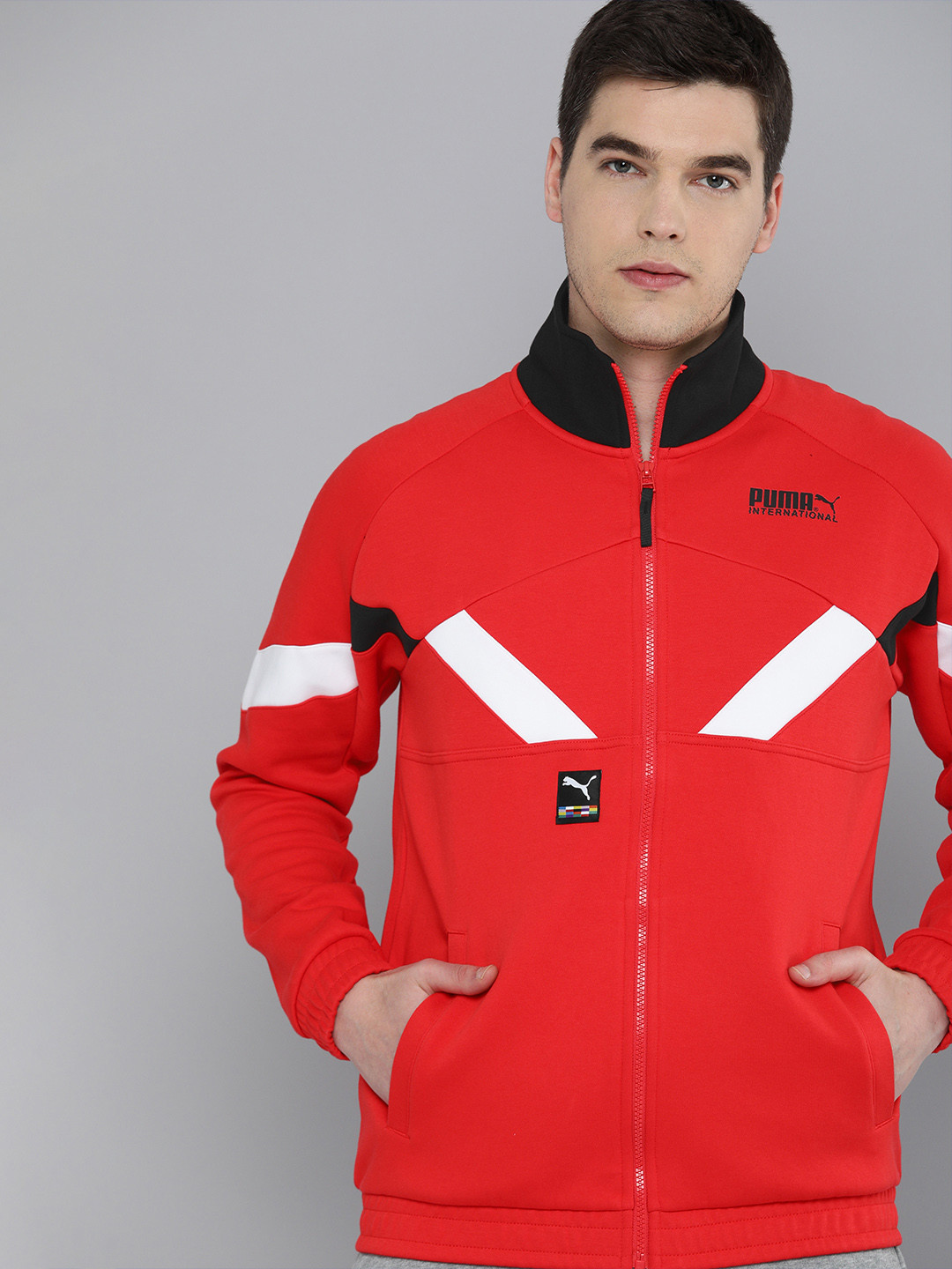 Buy Puma Men Red Solid PUMA INTL Track Top DK - Jackets for Men ...