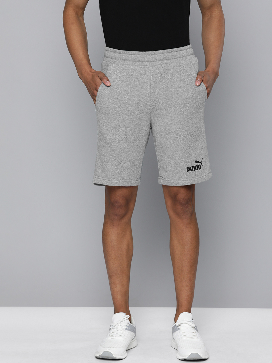 Buy Puma Men Grey Solid ESS Slim Fit Regular Sustainable Shorts ...
