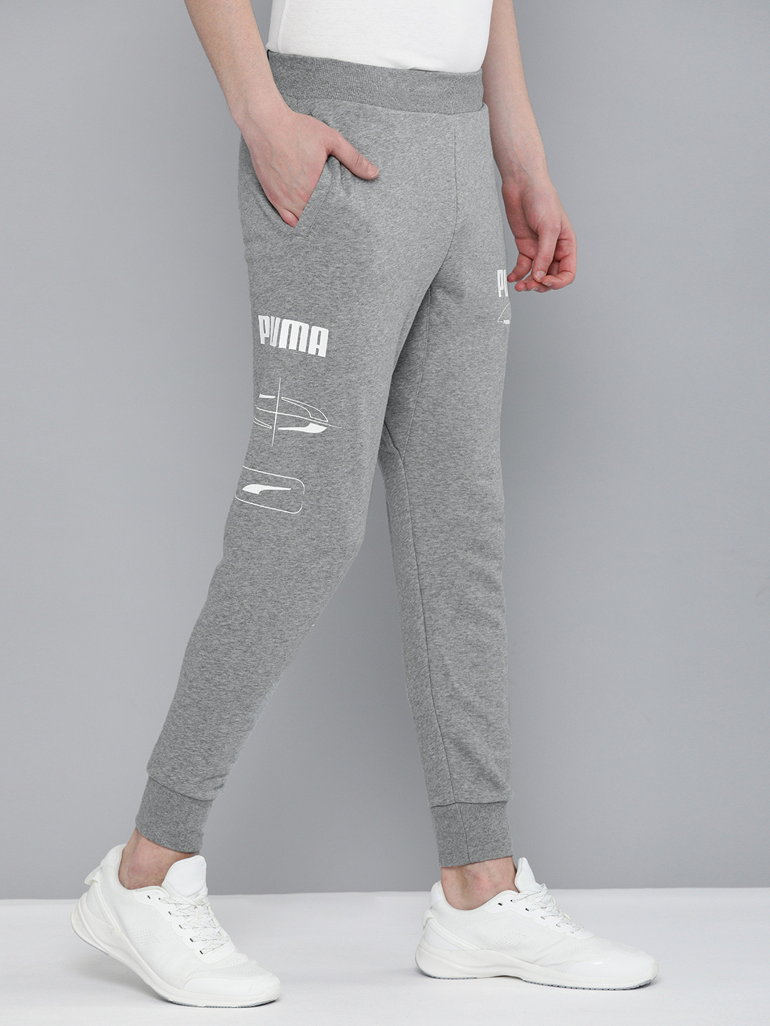 Buy Puma Men Grey Printed Slim Fit Joggers REBEL Pants - Track Pants ...