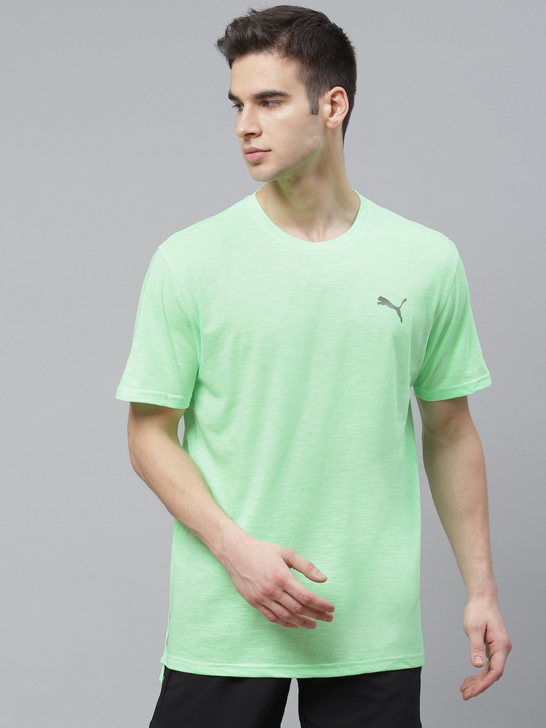 Buy Puma Men Green Favourite Energy Solid Round Neck Training T Shirt ...