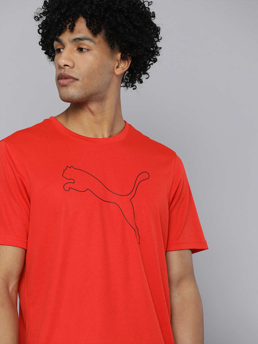 Buy Puma Men Red Printed PERFORMANCE CAT DryCELL Round Neck T Shirt ...