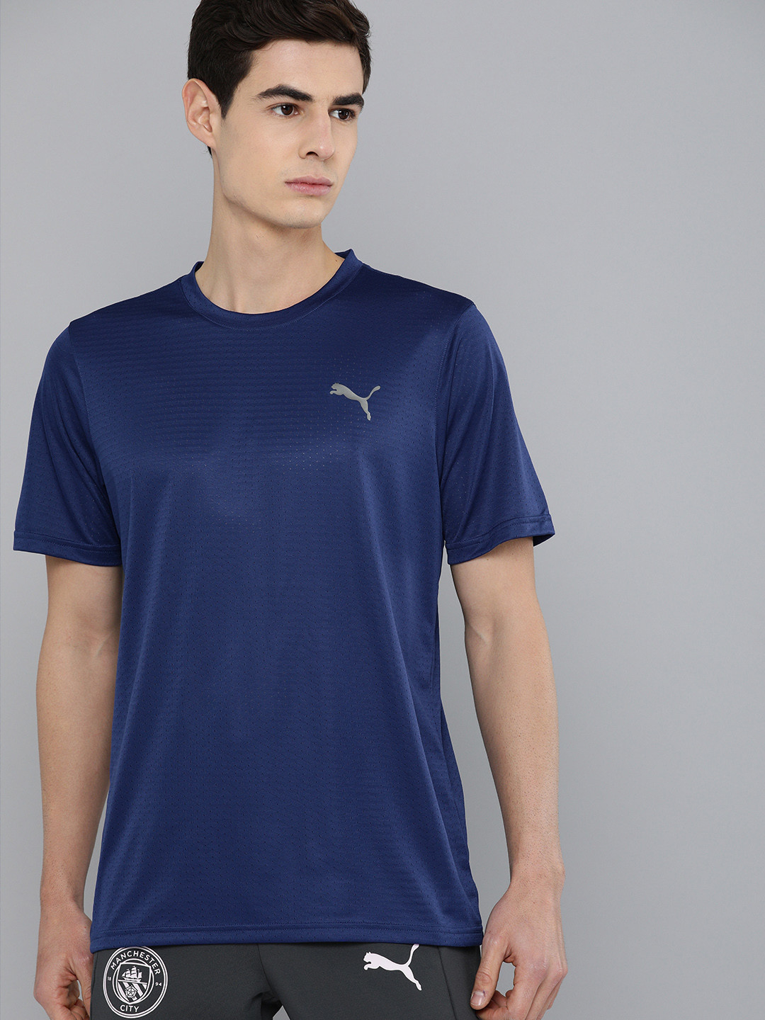 Buy Puma Men Navy Blue Printed Round Neck T Shirt - Tshirts for Men ...