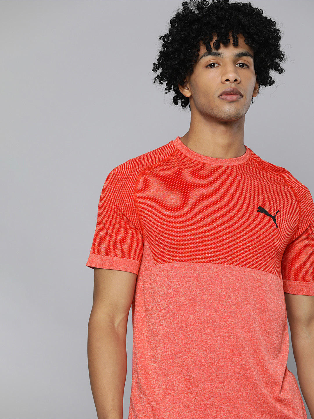 Buy Puma Men Red Colourblocked Round Neck Dry Cell RTG Evoknit Basic T ...