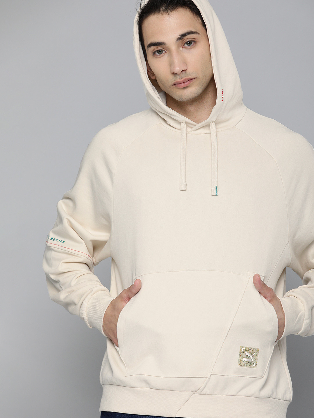 Buy Puma Men Cream Coloured Solid RE.GEN Hooded Sweatshirt ...