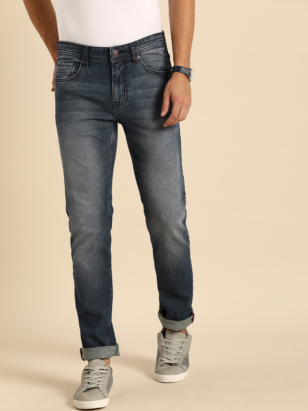 Buy Being Human Clothing Men Blue Slim Fit Mid Rise Clean Look ...