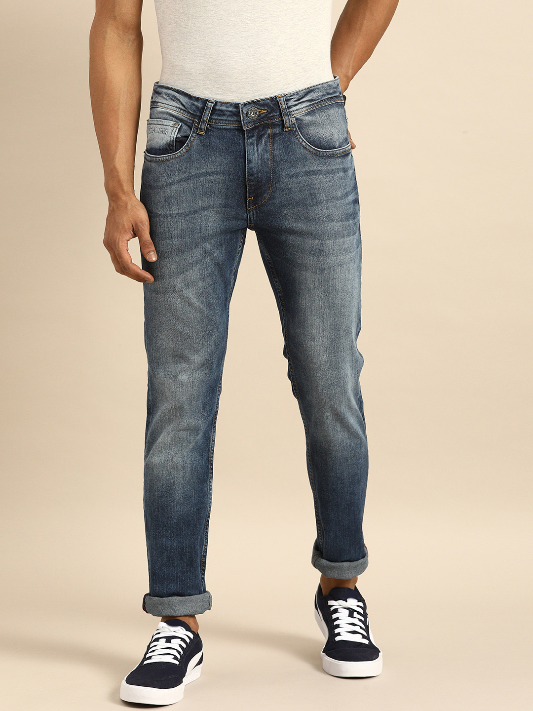 Buy Being Human Men Blue Skinny Fit Mid Rise Clean Look Stretchable ...