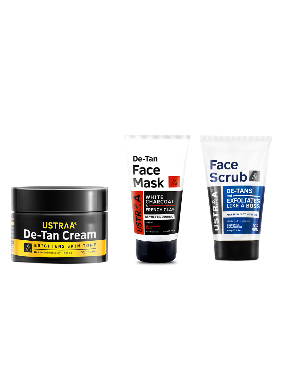 Buy Ustraa Men Set Of De Tan Face Mask, Scrub & Cream - Skin Care Combo ...