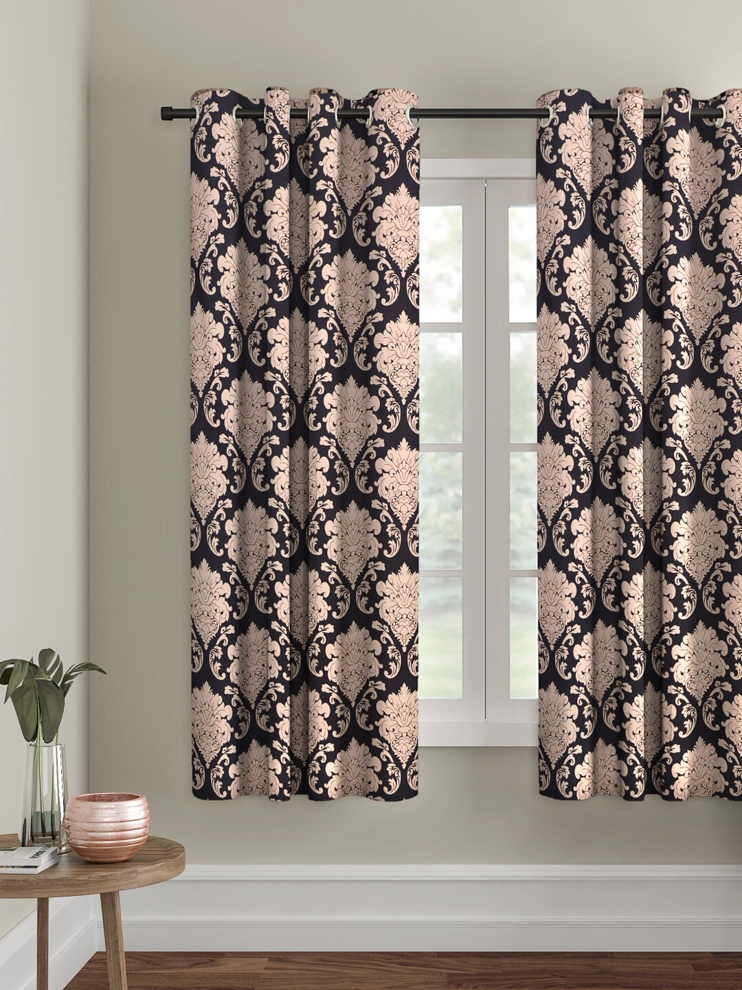 Buy Cortina Black & Beige Single Printed Window Curtain - Curtains And ...