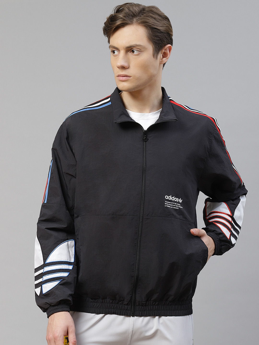 Buy ADIDAS Originals Men Black Solid Tricolor Track Jacket - Jackets ...