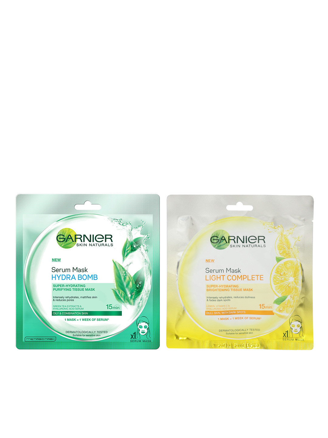 Buy Garnier Set Of Skin Naturals Face Serum Sheet Masks Light Complete ...