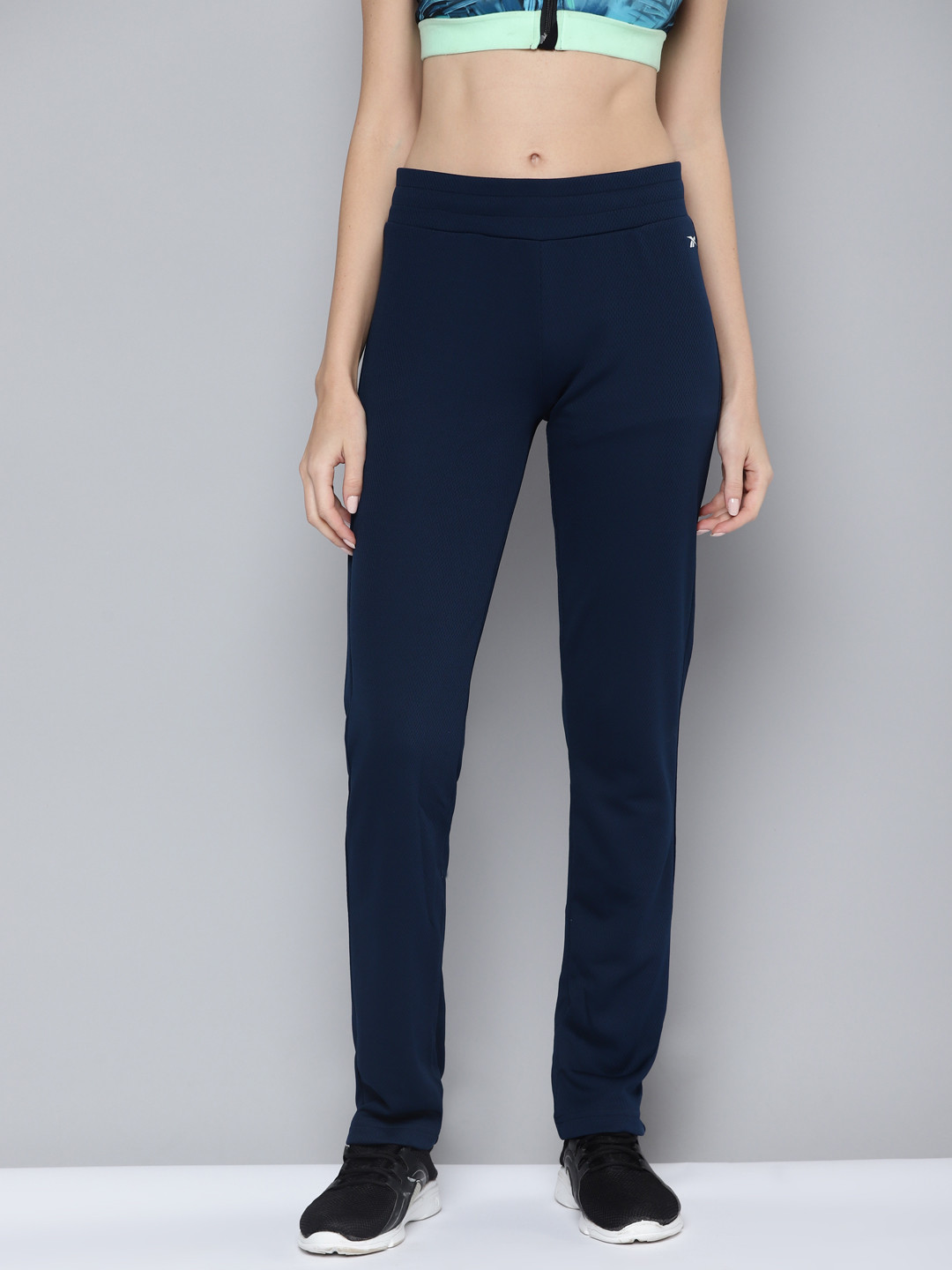 Buy Reebok Women Pure Cotton Navy Blue Solid Pace Training Knitted ...