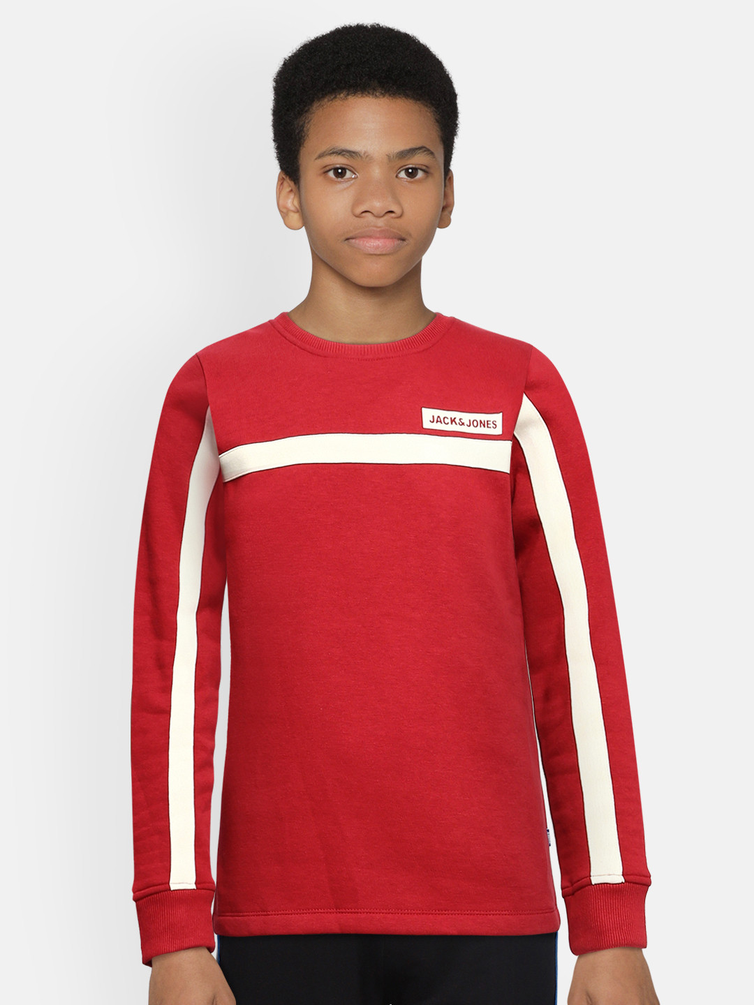 Buy Jack & Jones Boys Red Striped Sweatshirt - Sweatshirts for Boys ...