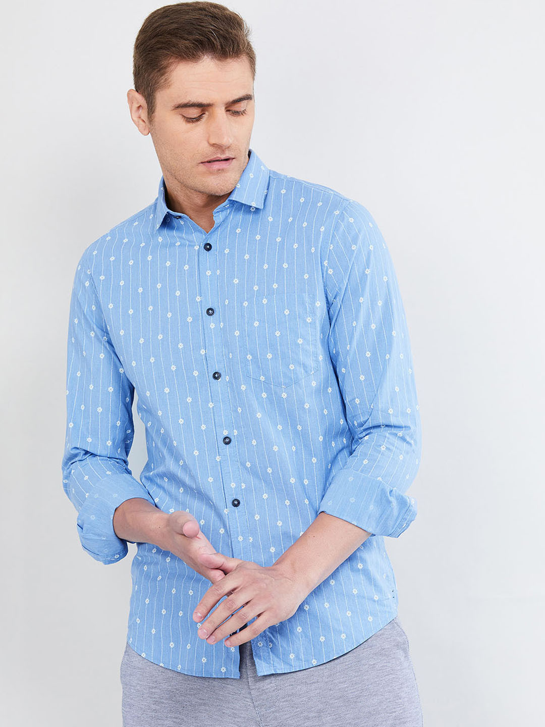 Buy Max Men Blue Slim Fit Printed Casual Shirt - Shirts for Men ...
