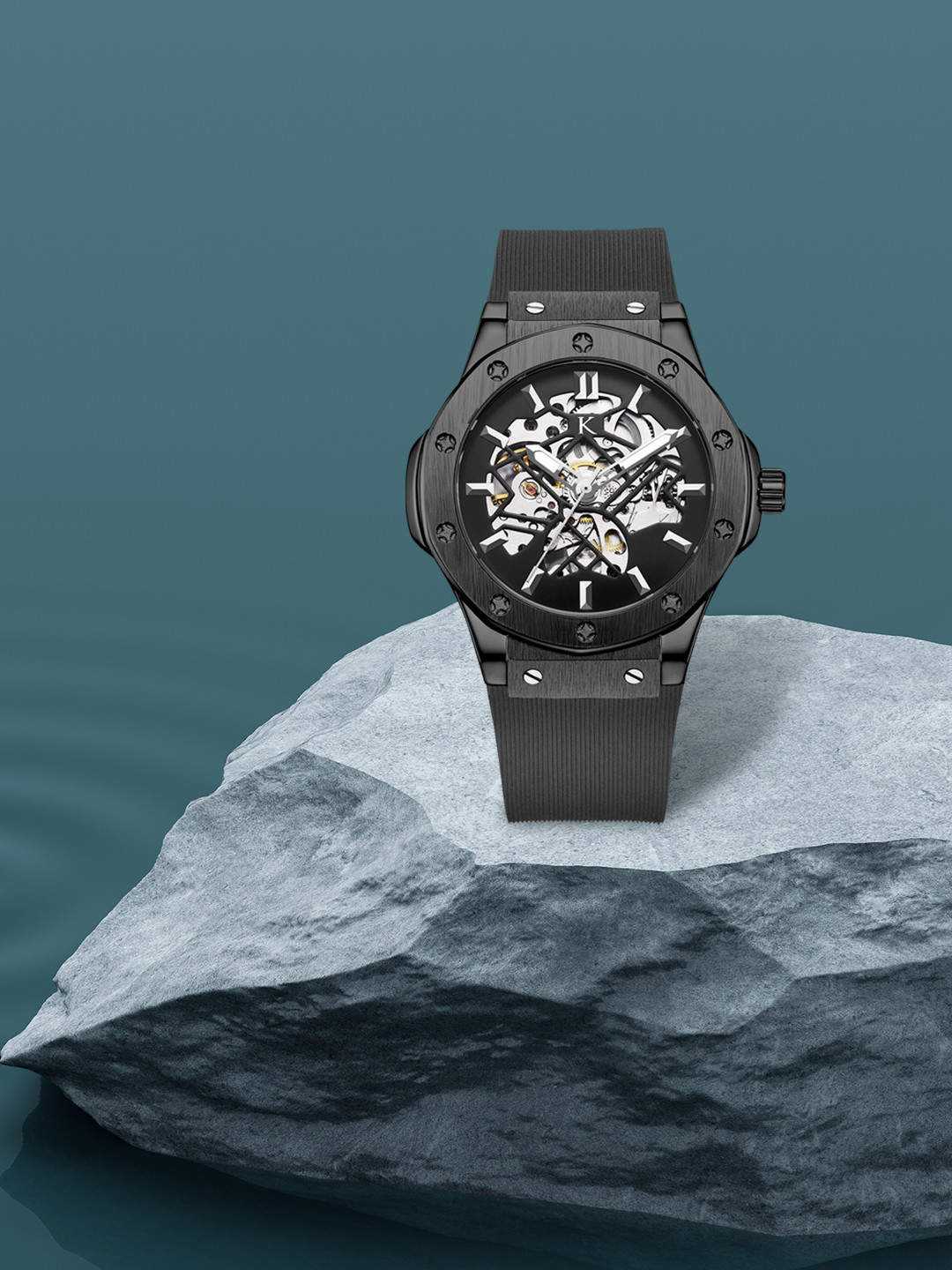 Buy KREDO Men DEDON Black Automatic Skeleton Analogue Watch KW030 ...