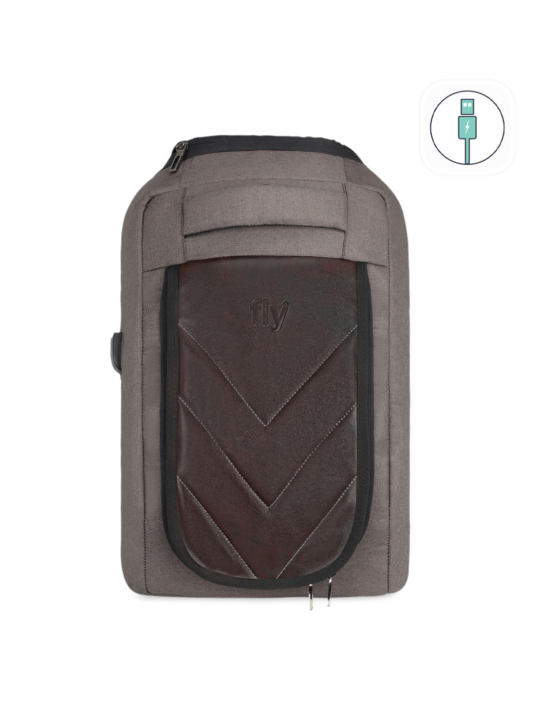 Buy Fly Fashion Unisex Charcoal & Brown Colourblocked Backpack ...