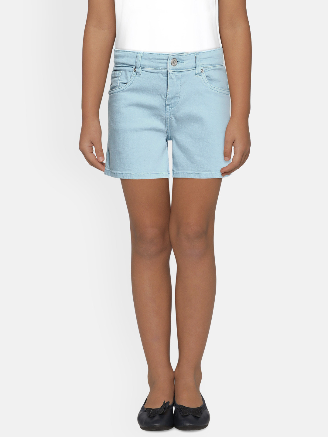 Buy AND Girls Blue Washed Regular Fit Denim Shorts - Shorts for Girls ...