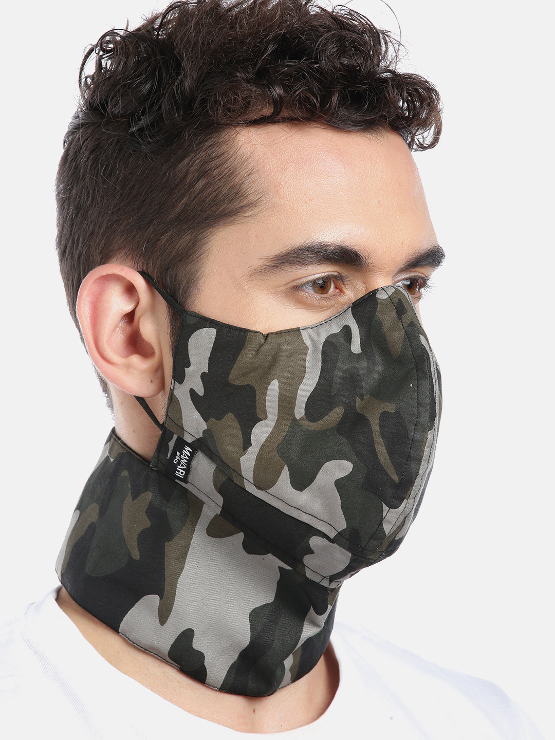 Buy MANARI India Men Olive Green Reusable 5 Ply Camo Full Coverage ...