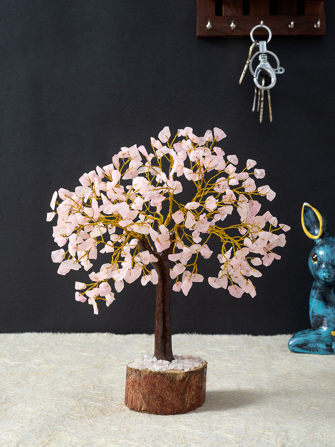 Buy Golden Peacock Pink & Brown Quartz Handcrafted Stone Tree Showpiece ...
