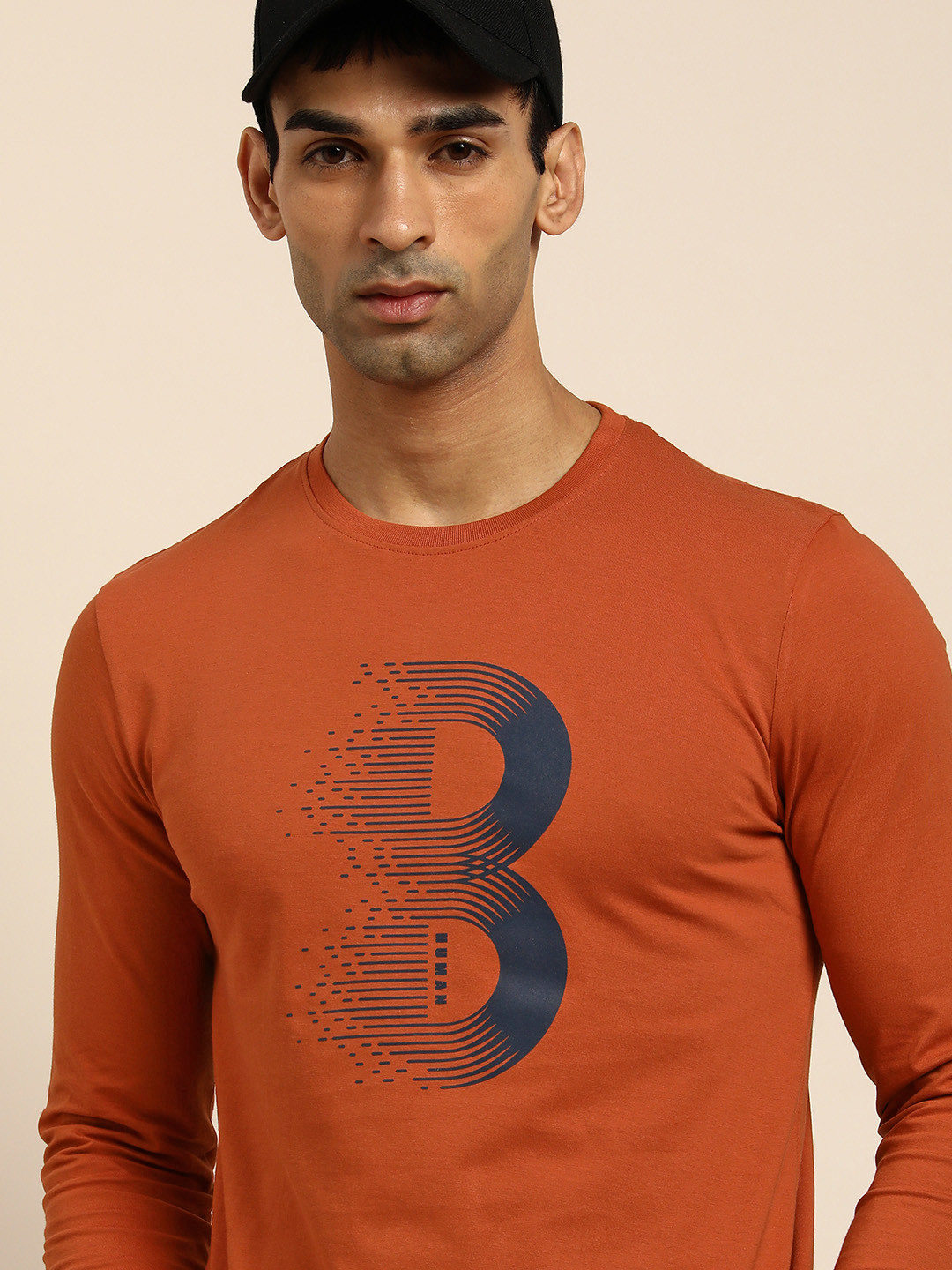 Buy Being Human Men Rust Red Brand Logo Printed Pure Cotton T Shirt ...