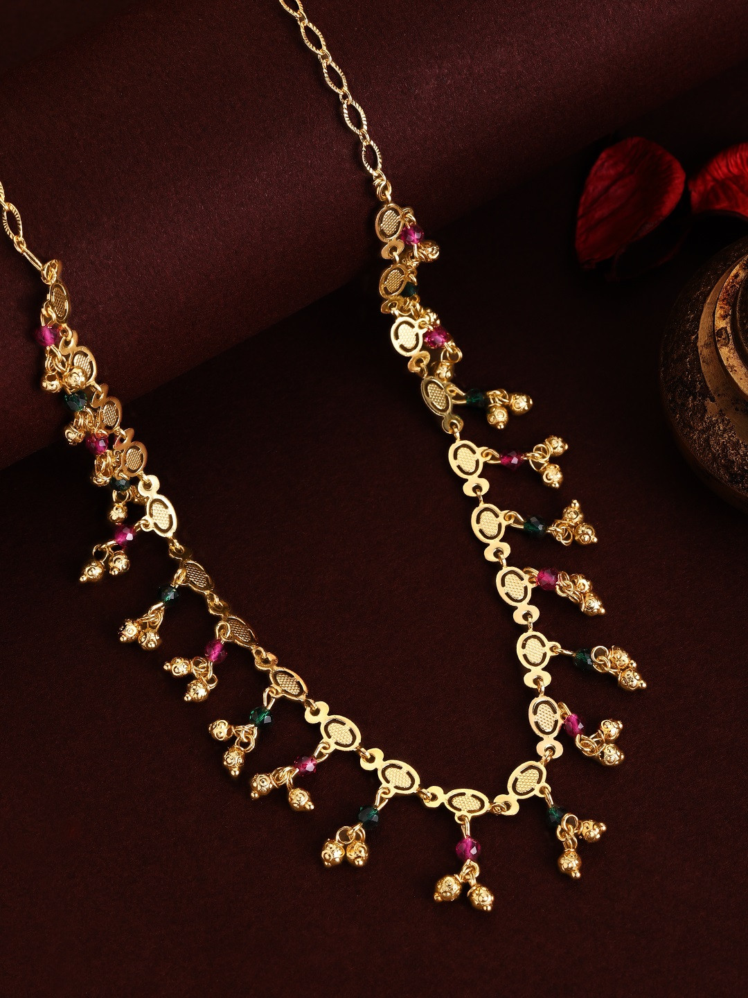 Buy Rubans Gold Toned & Red Brass Gold Plated Handcrafted Chain ...