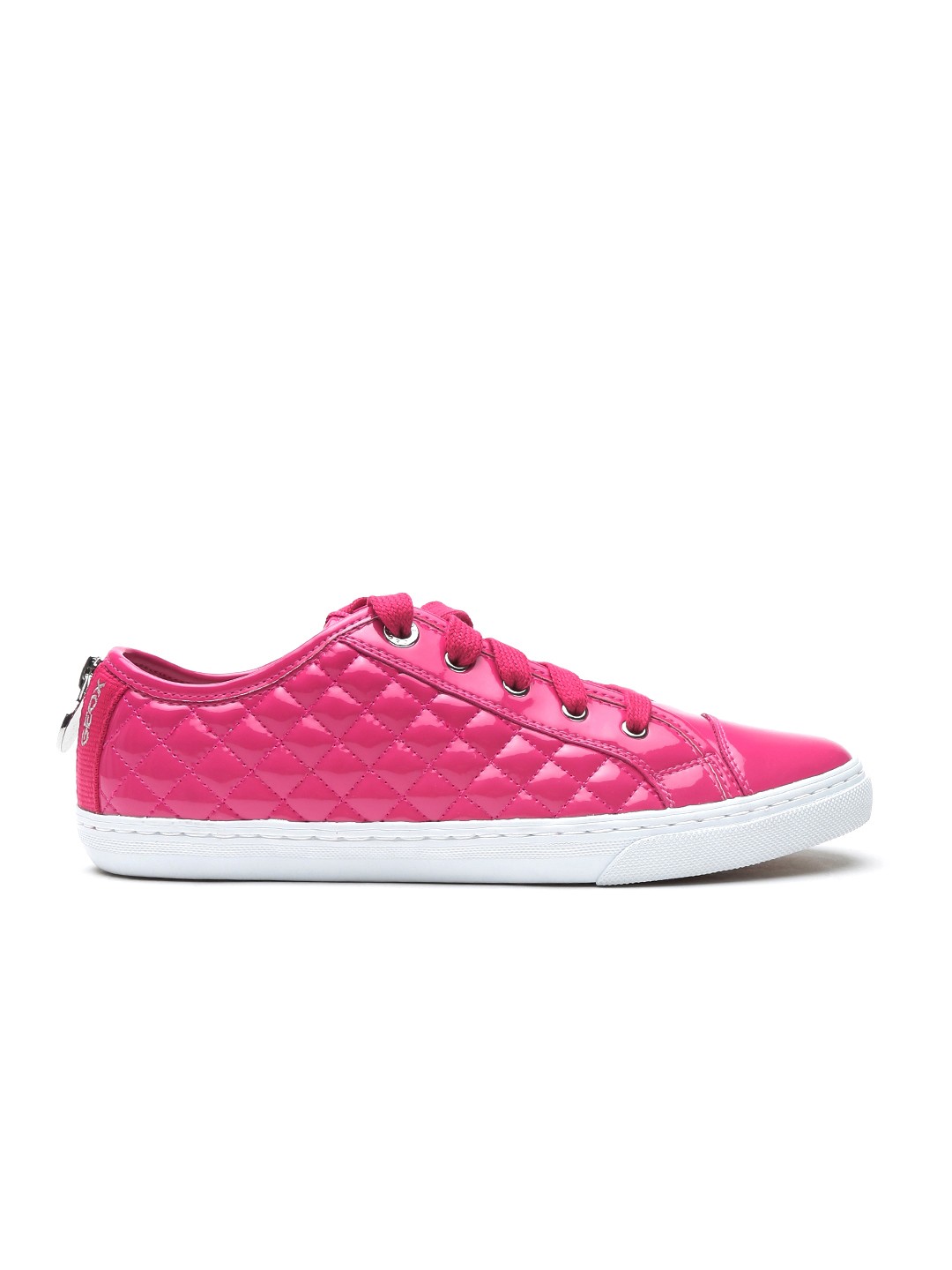Buy GEOX Respira Women Pink Quilted Italian Patent Leather Sneakers ...