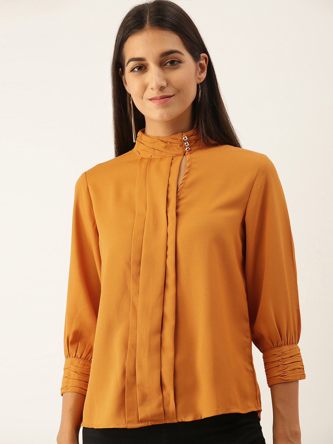 Buy Chemistry Mustard Yellow Puff Sleeve Regular Top - Tops for Women ...