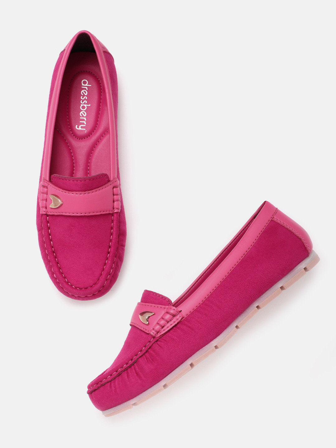 Buy DressBerry Women Fuchsia Pink Suede Finish Loafers - Casual Shoes ...