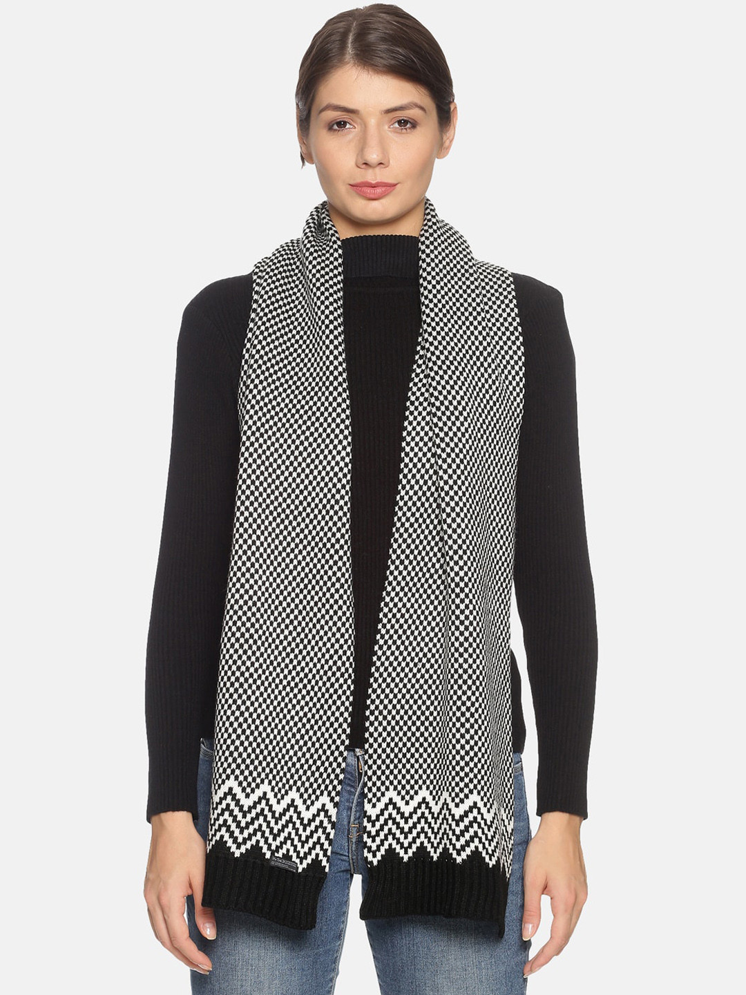 Buy 513 Women Black & White Checkered Warm Premium Quality Muffler ...