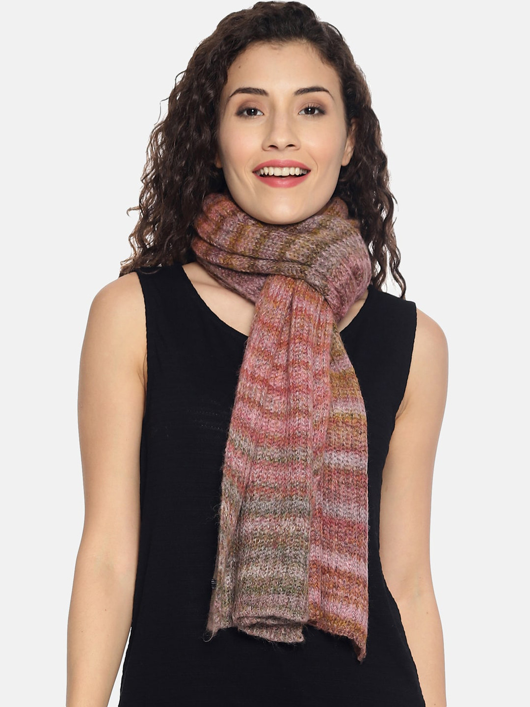 Buy 513 Women Pink & Green Self Design Muffler - Mufflers for Women ...