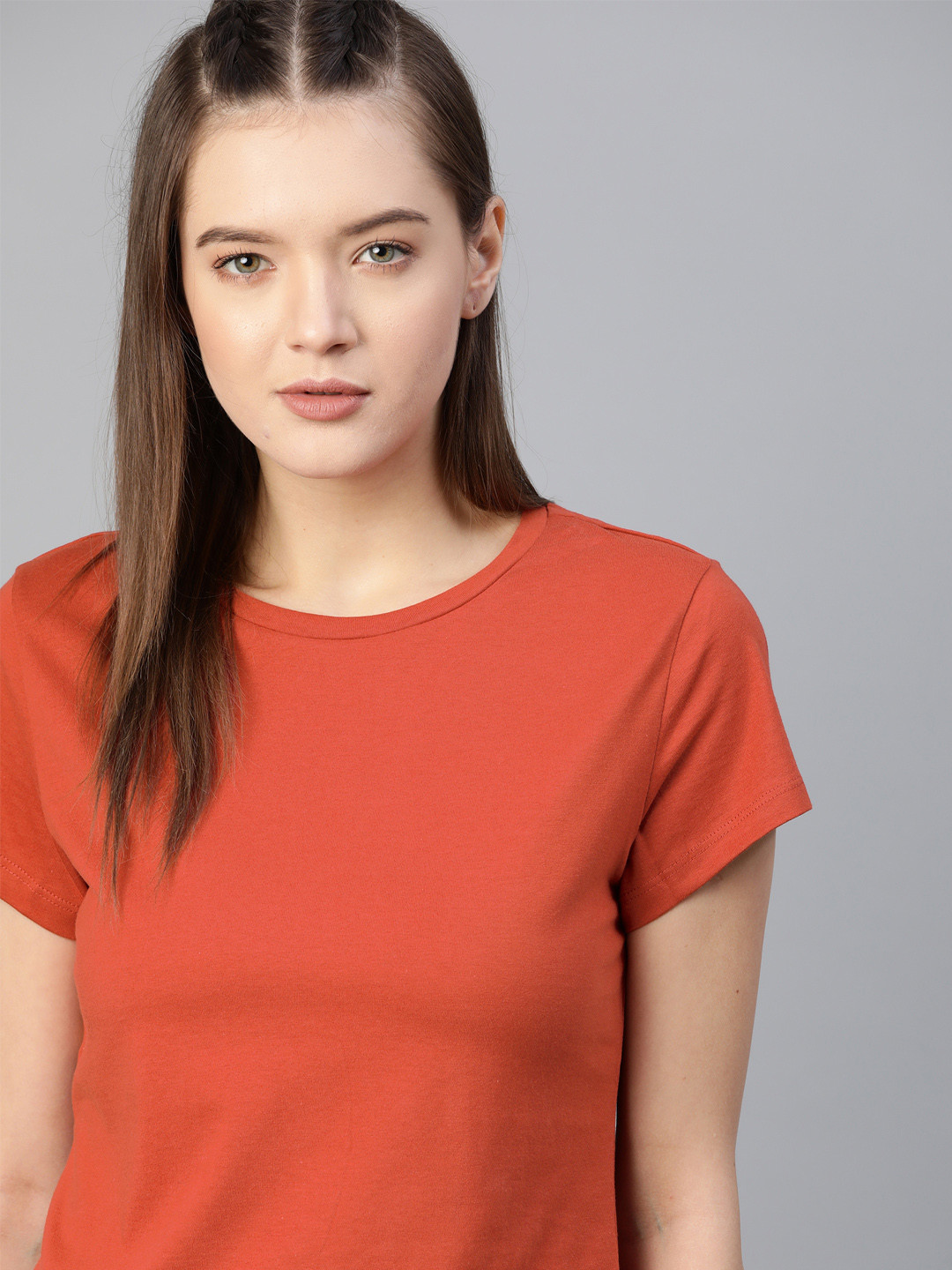 Buy The Roadster Lifestyle Co Women Rust Orange Pure Cotton T Shirt ...