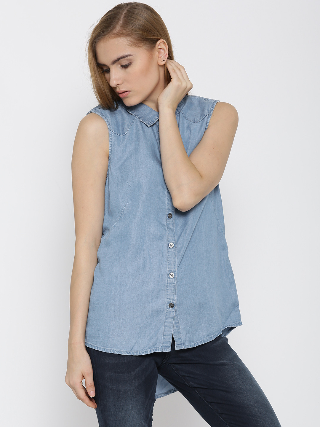 Buy Vero Moda Blue Denim Shirt - Shirts for Women 1361310 | Myntra