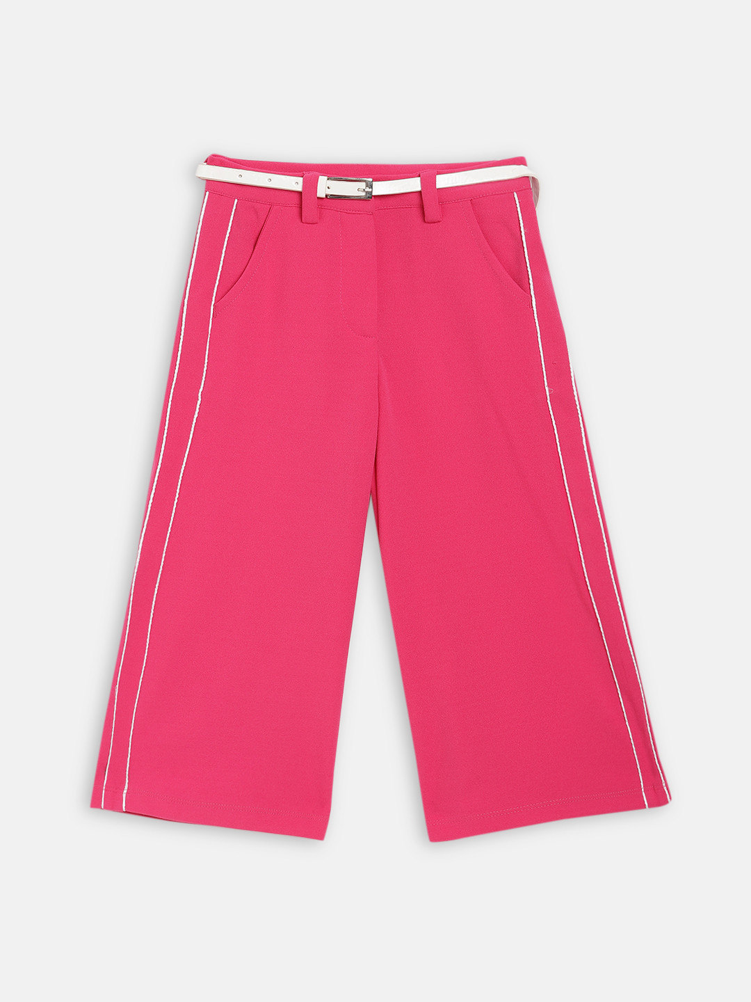 Buy ELLE Girls Pink Regular Fit Solid Culottes - Trousers for Girls ...