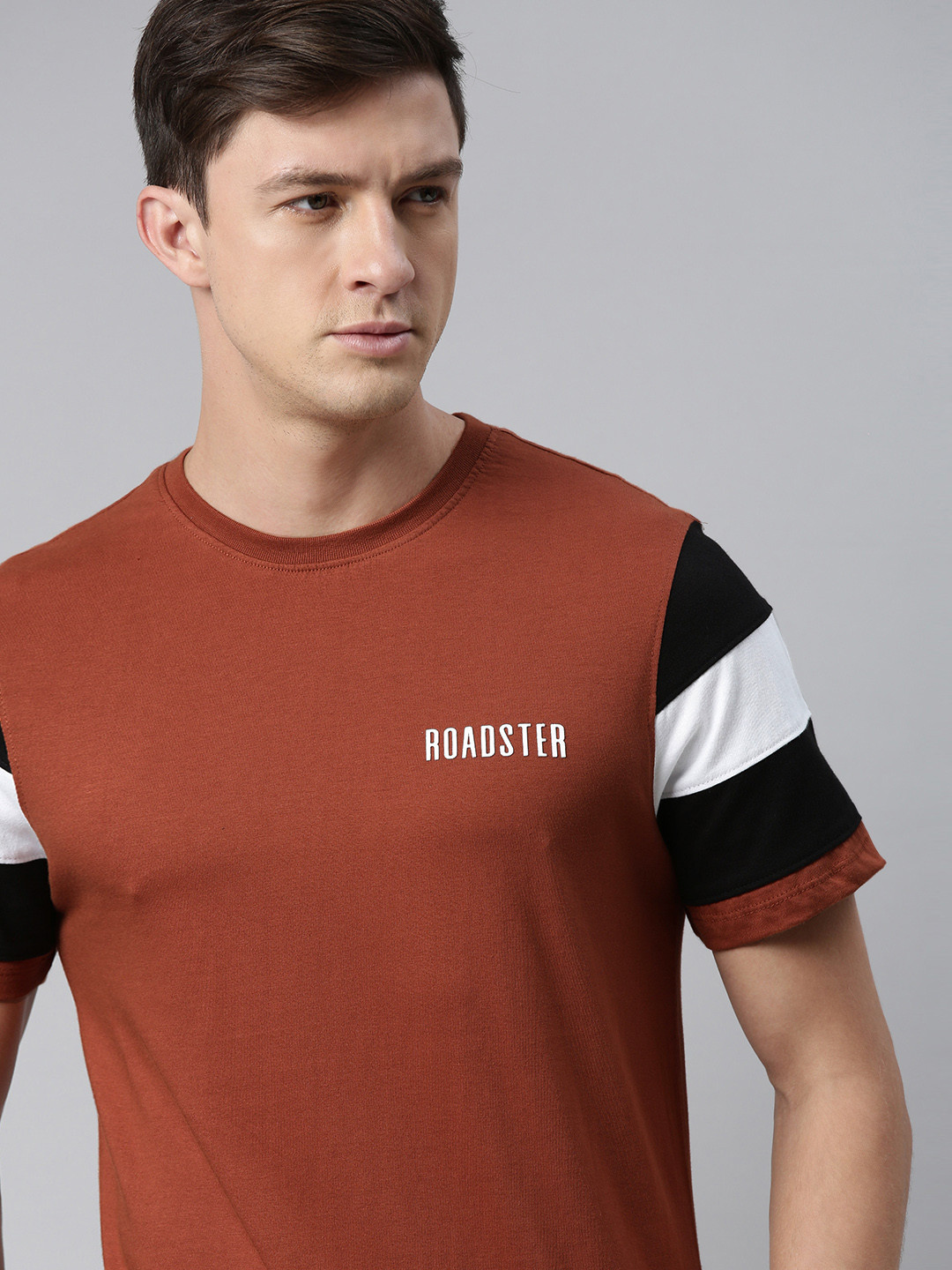 Buy The Roadster Lifestyle Co Men Rust Orange Pure Cotton T Shirt With ...