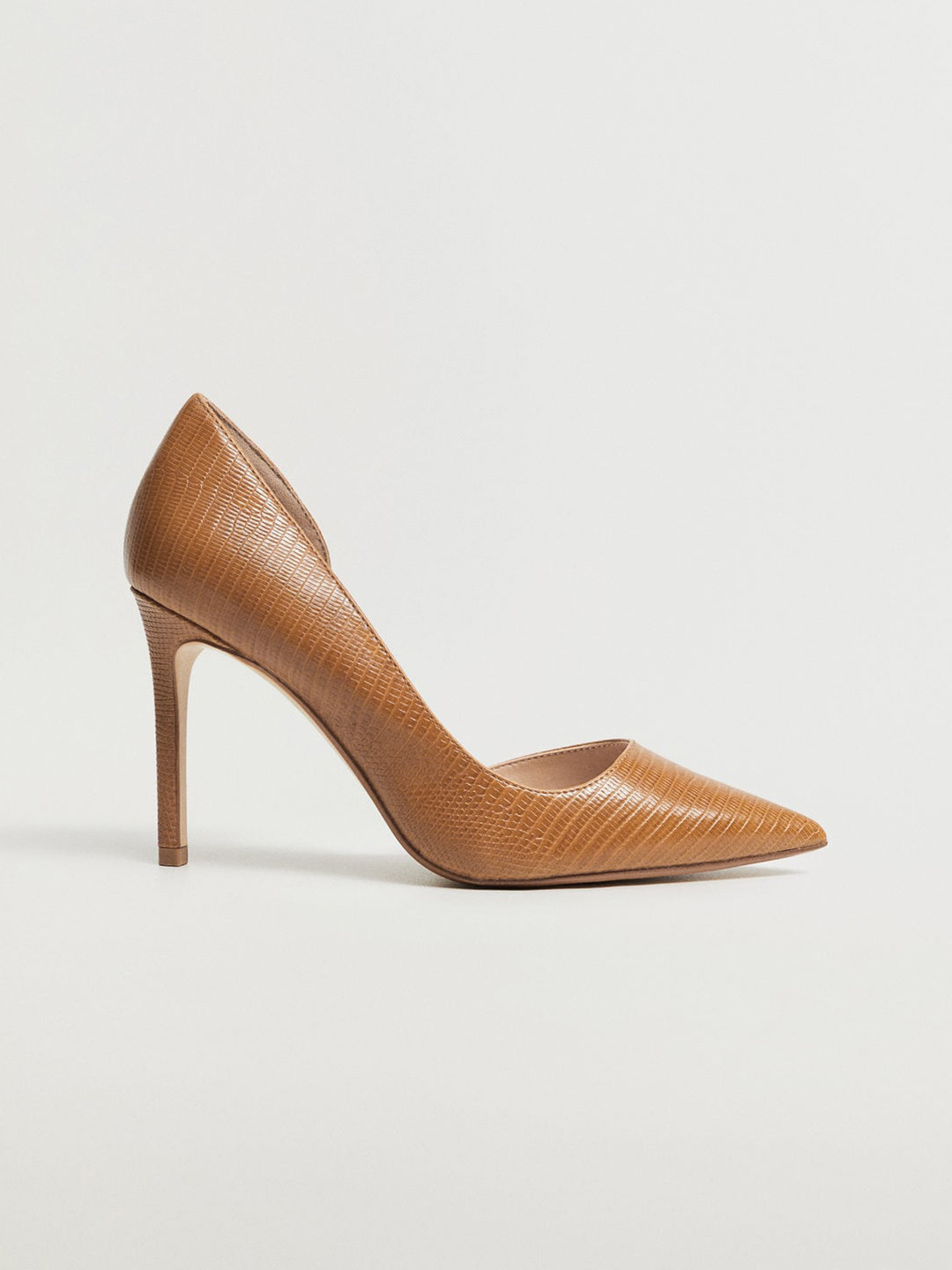 Buy MANGO Women Tan Brown Snakeskin Textured Pumps - Heels for Women ...