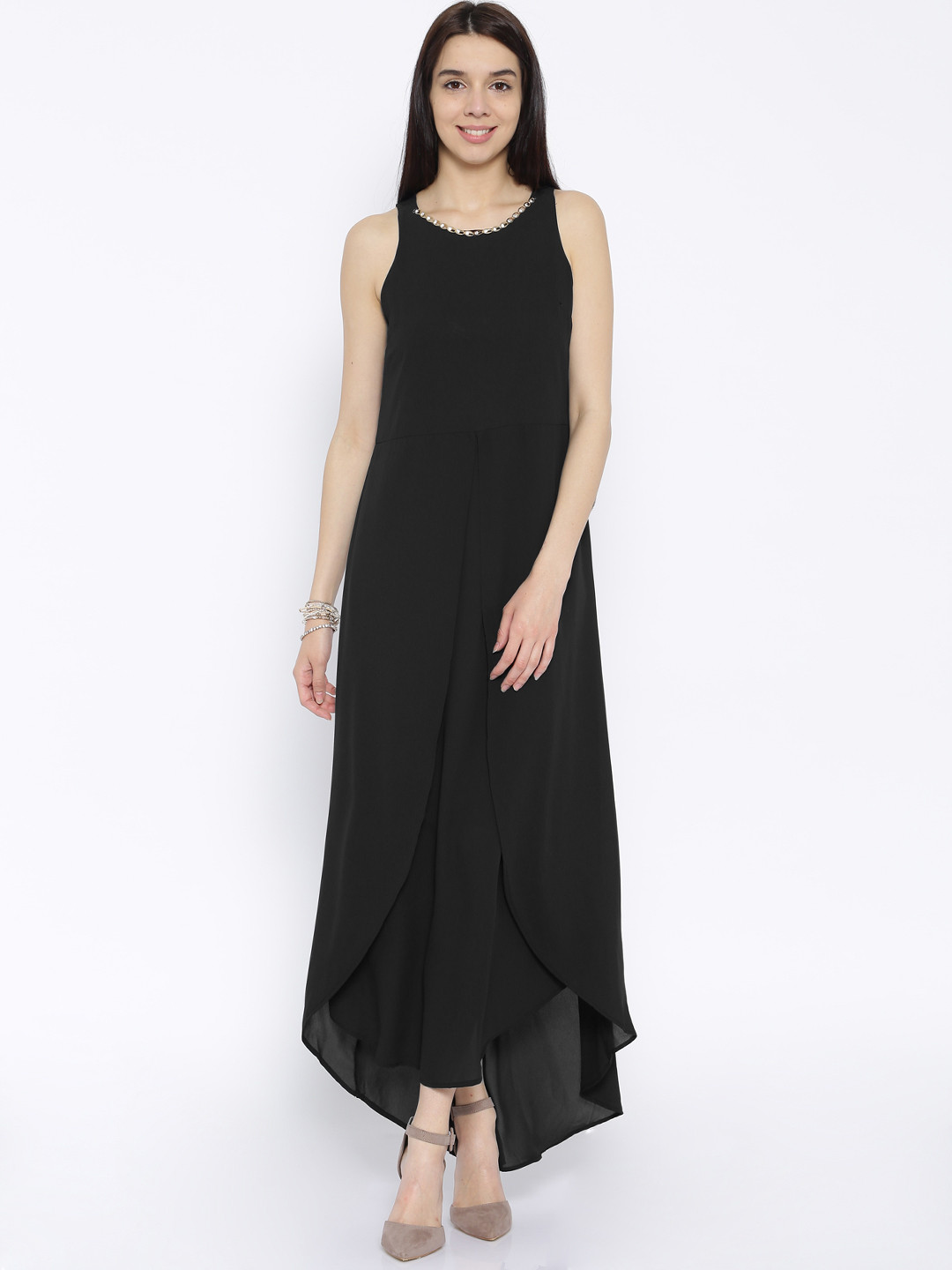 Buy Tokyo Talkies Black Polyester Maxi Dress - Dresses for Women ...