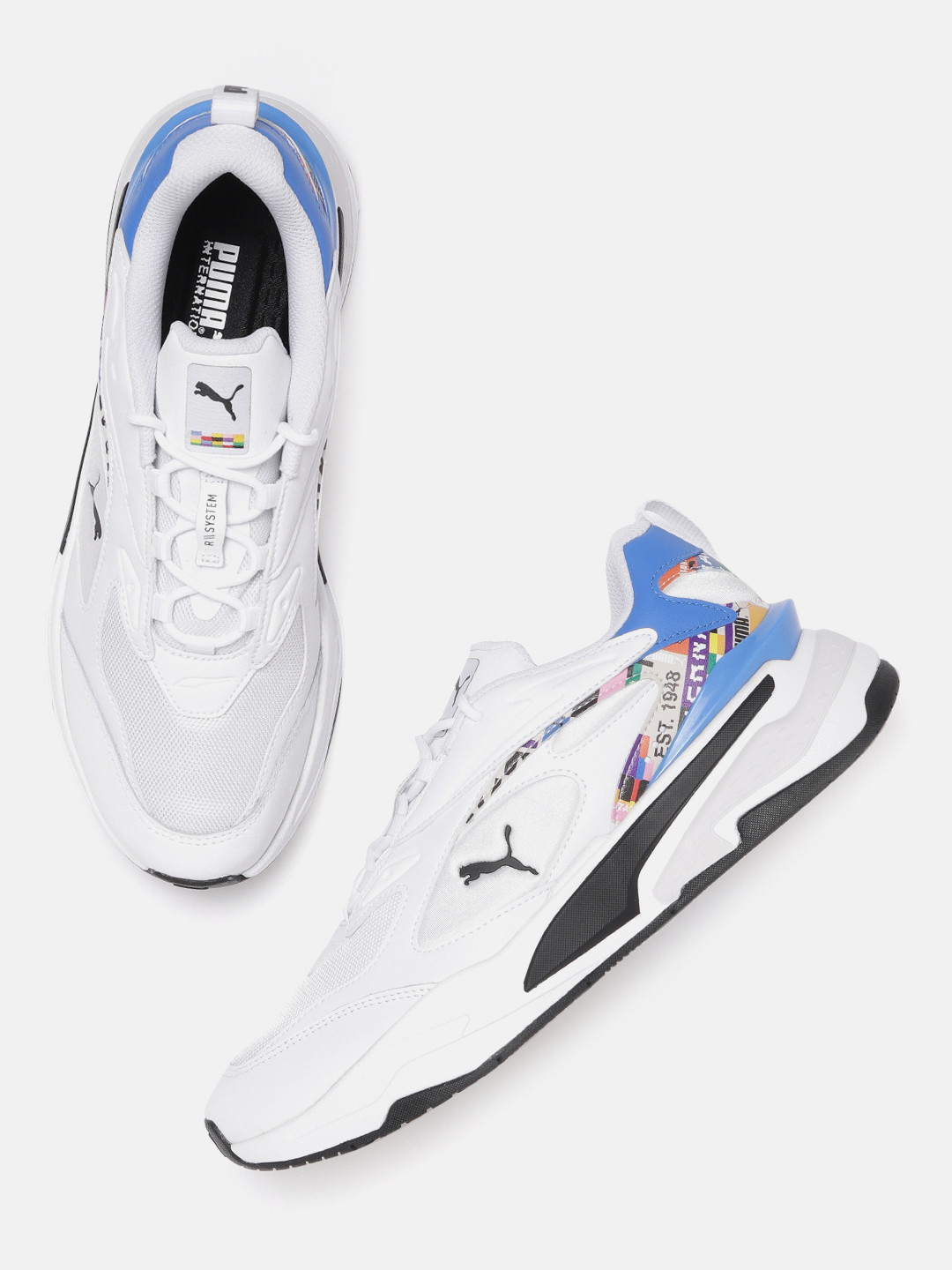 Buy Puma Unisex White & Blue RS Fast International Game Running Shoes ...