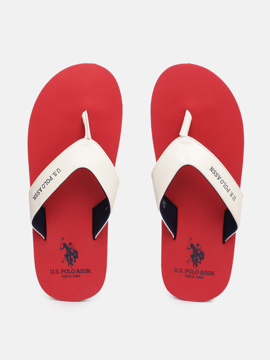 Buy U S Polo Assn Men Off White & Red Thong Flip Flops - Flip Flops for ...