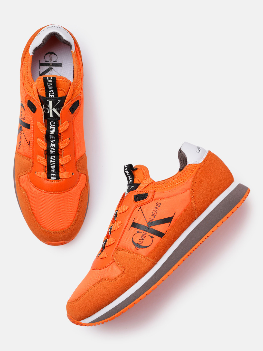 Buy Calvin Klein Men Orange Printed Suede Sneakers - Casual Shoes for ...