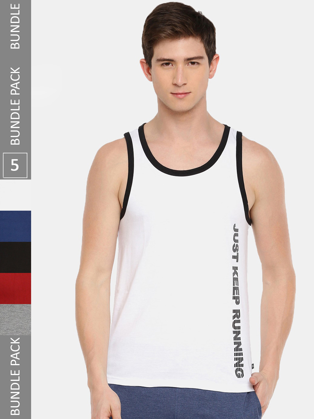 Buy Dollar Men Pack Of 5 Printed Innerwear Vests - Innerwear Vests for ...