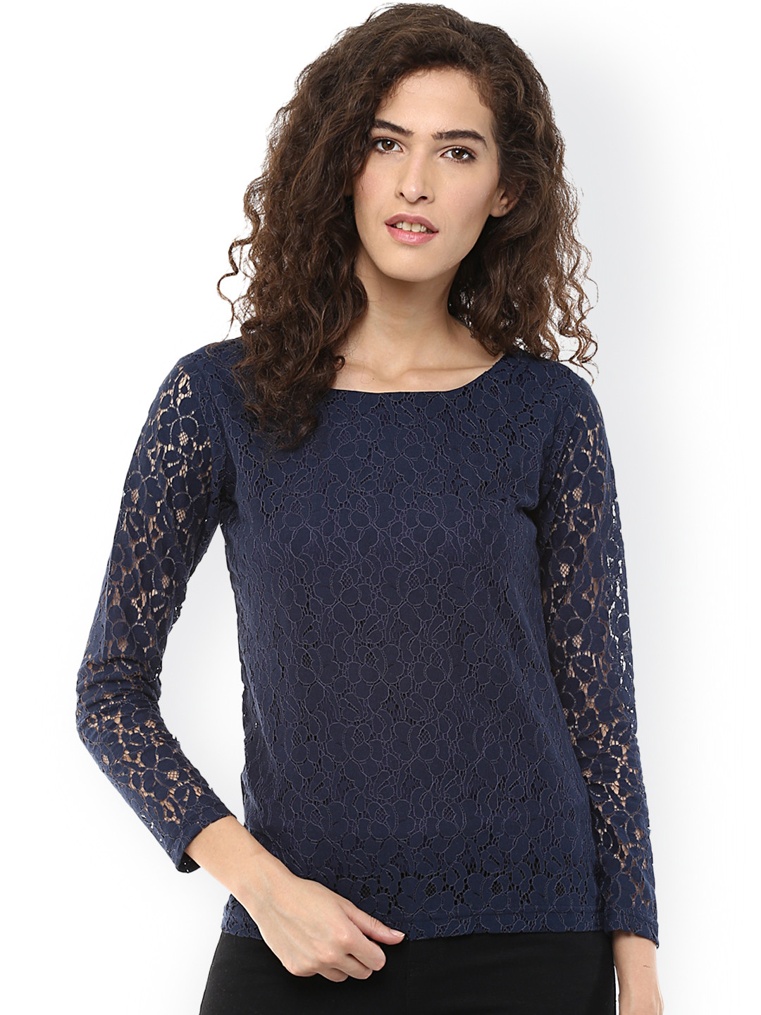 Buy Color Cocktail Navy Lace Top - Tops for Women 1366522 | Myntra