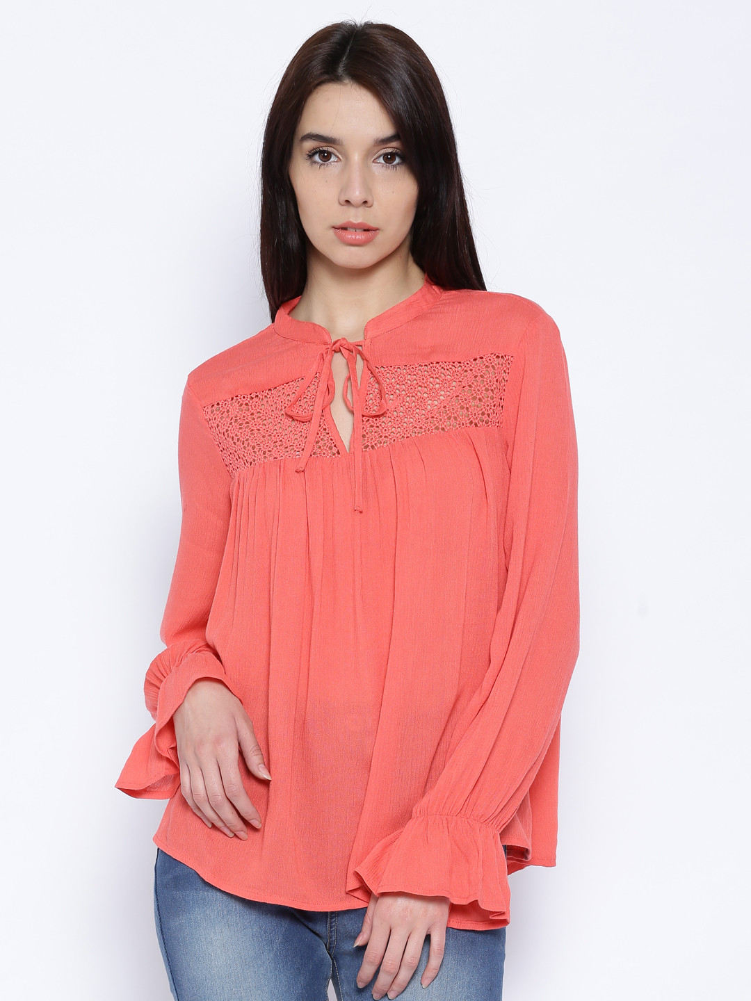 Buy ONLY Coral Pink Top - Tops for Women 1366998 | Myntra